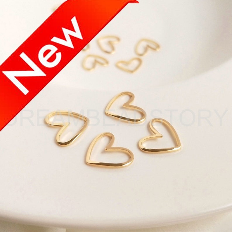 10-500 Pcs 14K Real Gold Plated Heart Connector Charms for - Etsy