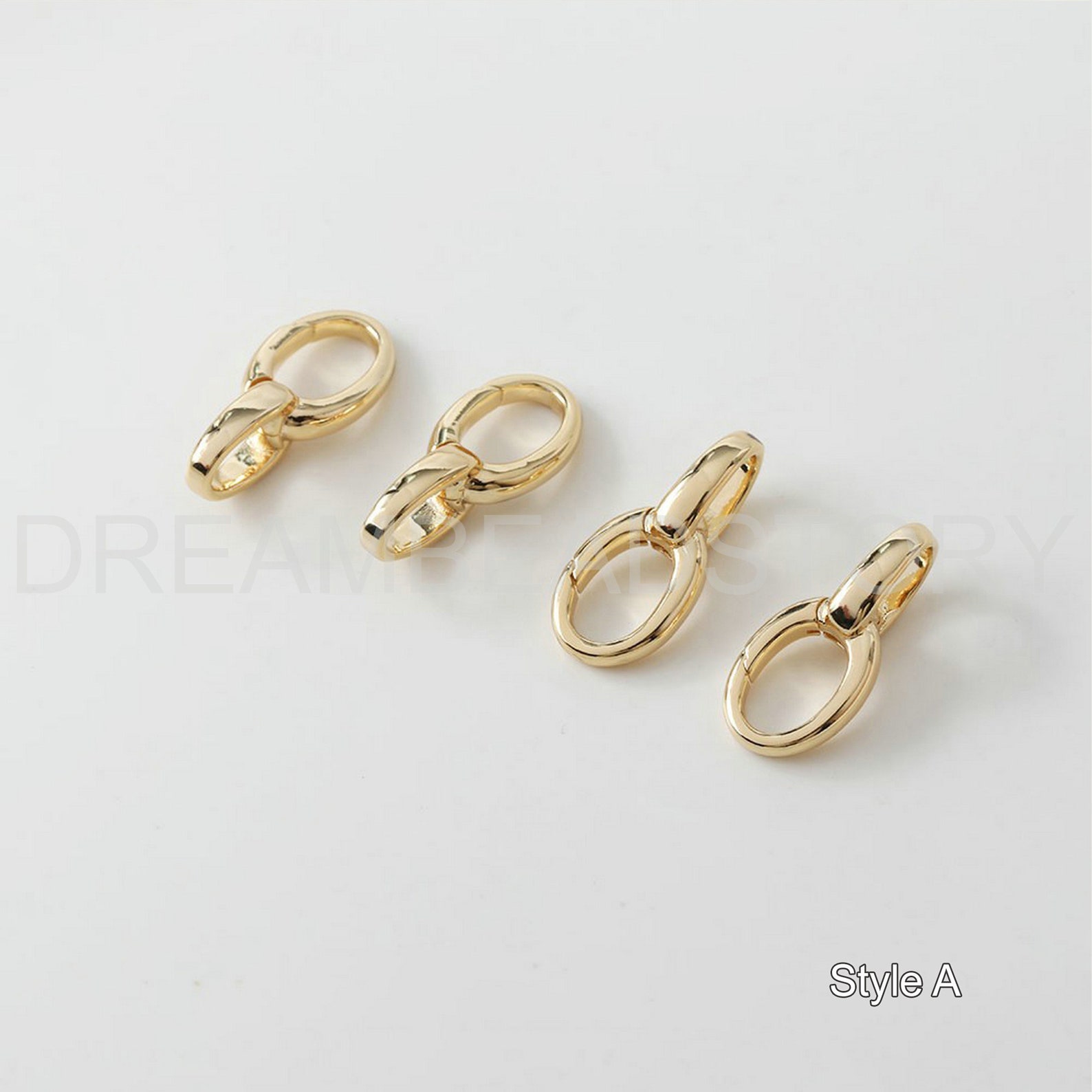 Push Gate Oval Clasp - Spring Gate Clasp - 14K Real Gold/ White Gold ...