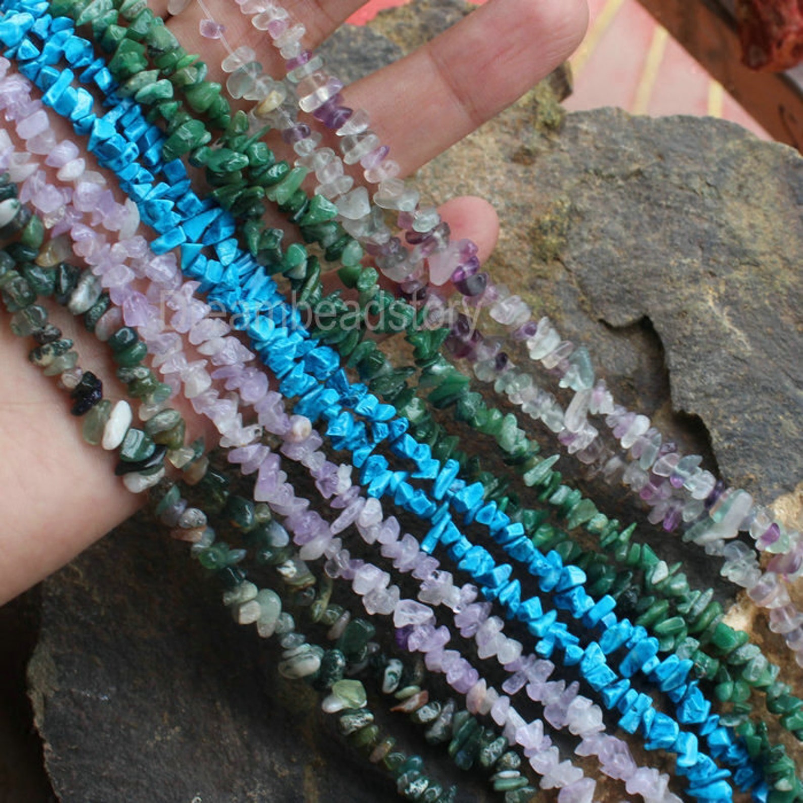 Gemstone Chips Jewelry Making Supplies Long Strand Irregular | Etsy