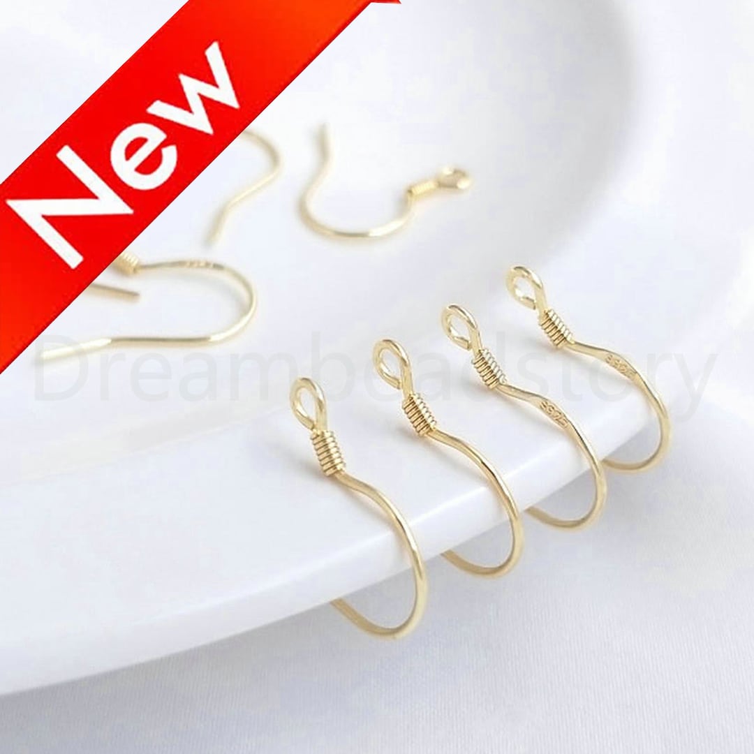 2-200 Pcs 14K Gold Earrings Hooks, Real Gold Plated 925 Sterling Silver ...