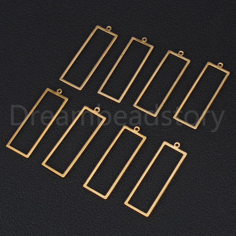 10-200 Pcs Brass Rectangle Charm Pendant Connector Finding for Jewelry ...
