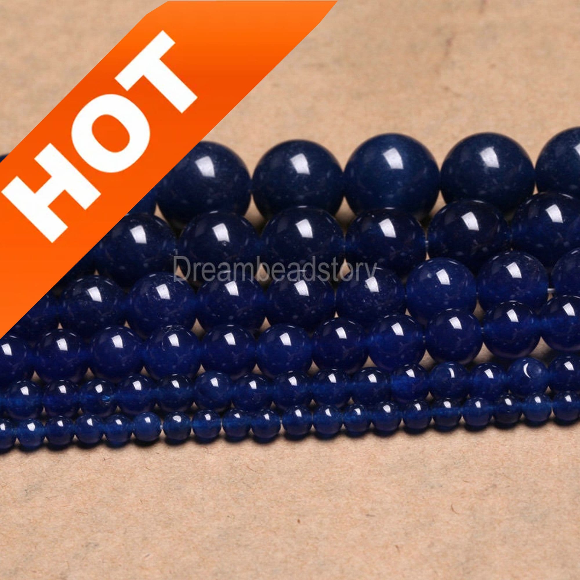 Dark Blue Chalcedony Beads, Blue Stone Beads, Round Dark Blue Beads ...