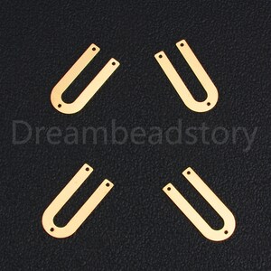 10-500 Pcs Raw Brass U Shape Charms/ U Shaped/ Letter U Alphabet/ Squre ...