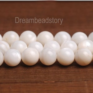 Natural White Shell Beads, Smooth Round Shell Jewelry Beads Supplies ...