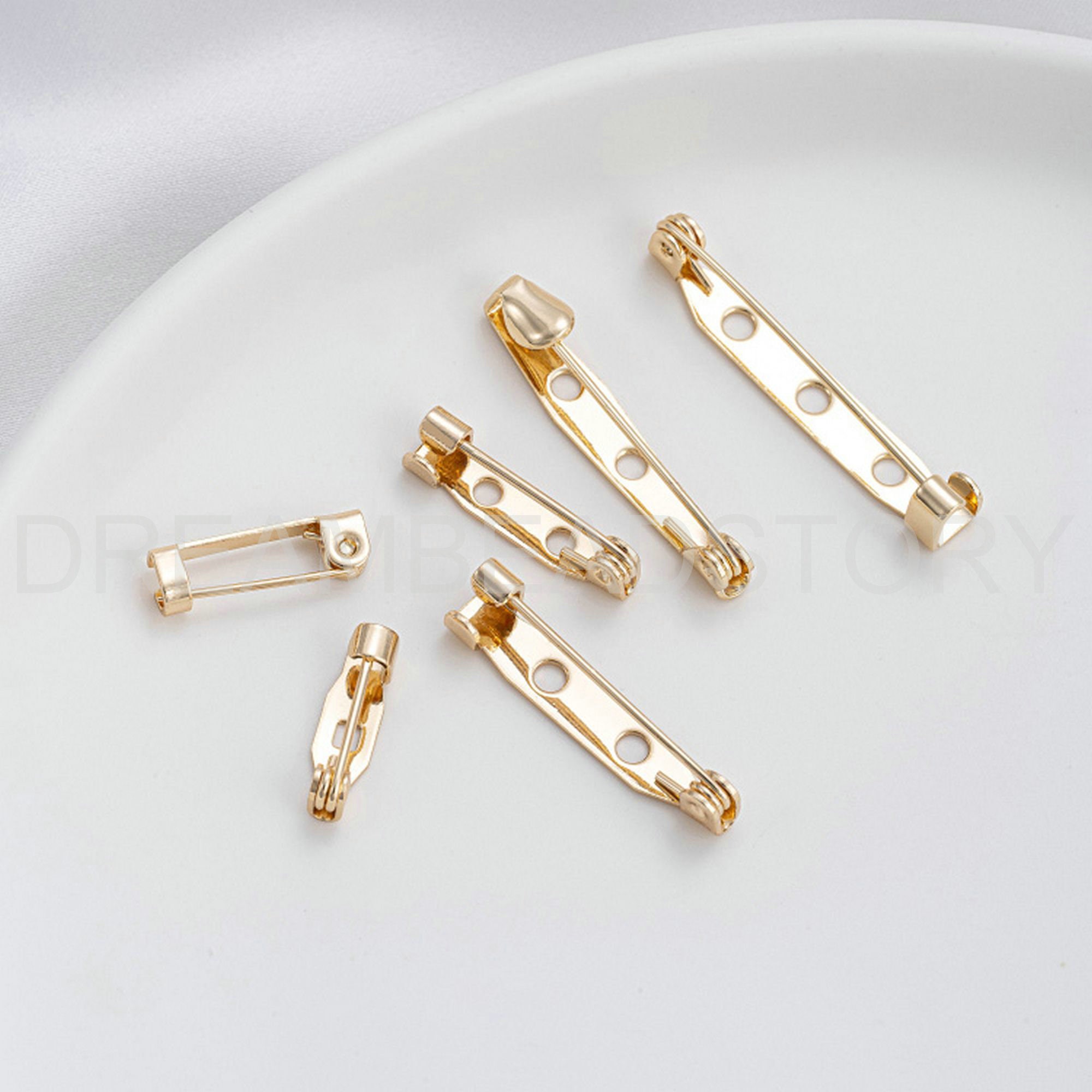 Blank Brooch Setting With Safe Lock, 14K Real Gold Plated Over Brass ...