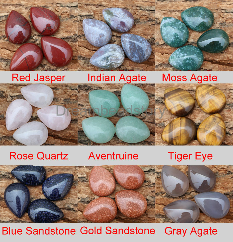 2-50 Pieces Teardrop Natural Gemstone Drop Shape Flat Back - Etsy