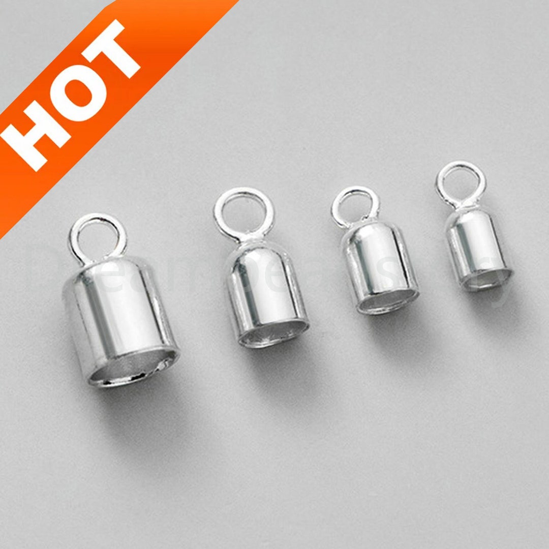 2-100 Pc 925 Sterling Silver Crimp End Caps Tassel Leather Cord Glue in ...