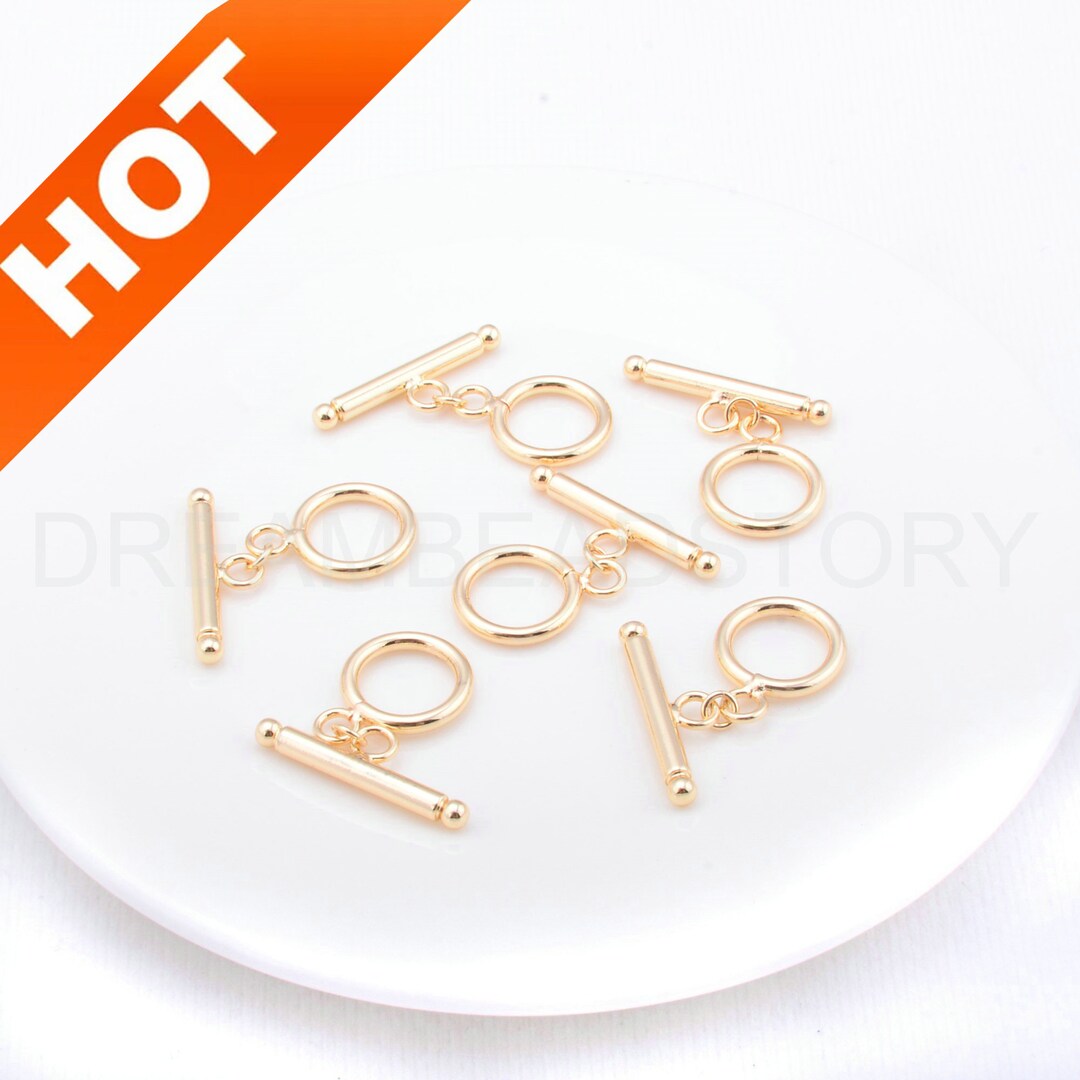 2-100 Sets 14K Gold Plated Toggle Clasp for Necklace Bracelet Making ...