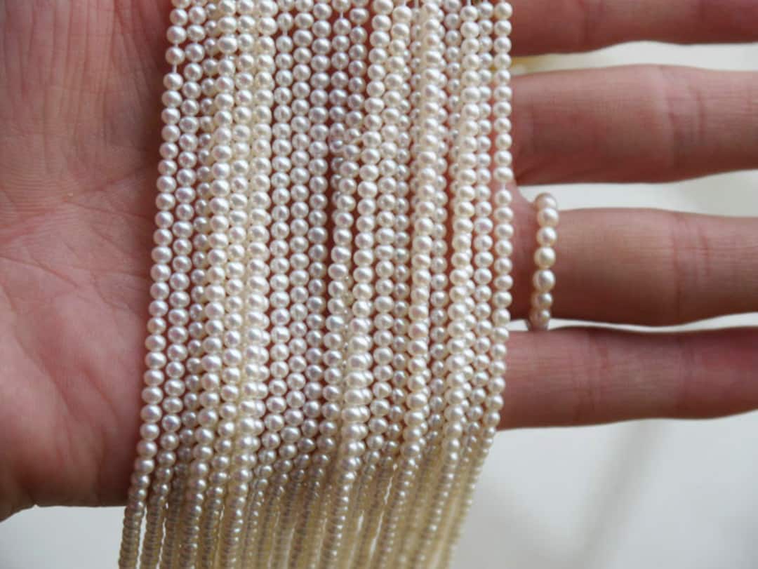 Nearly Round Seed Pearl Beads, Tiny Pearls, 2-3mm Micro Seed White ...