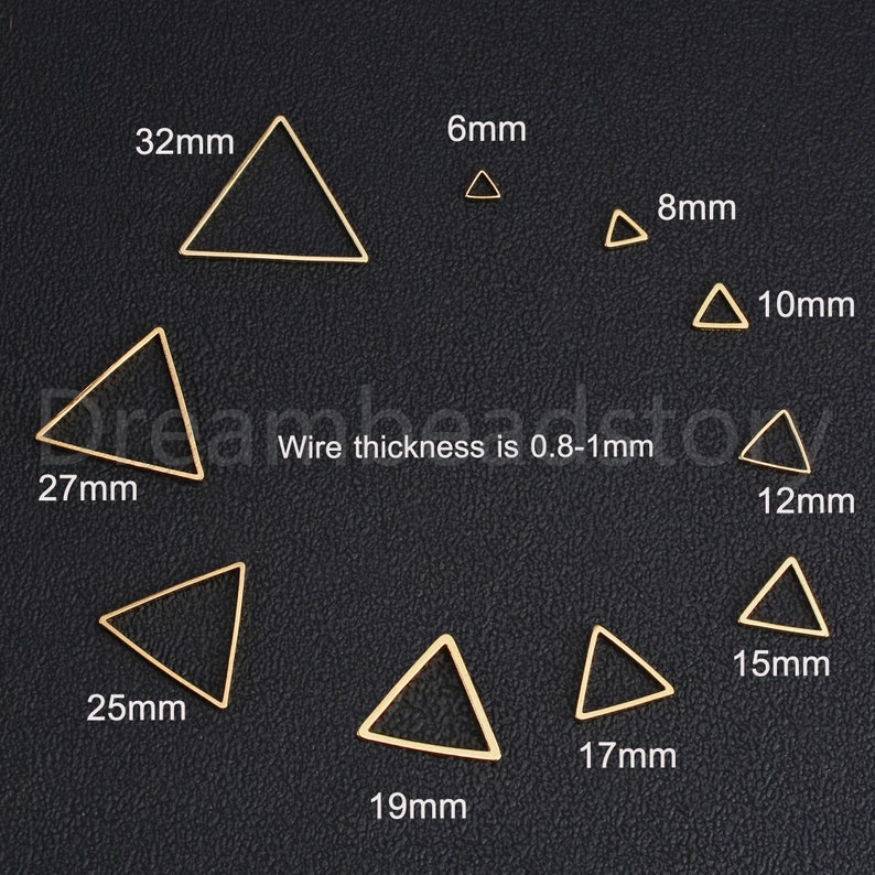 100-1000 Pcs Raw Brass Hollow Triangle Pendant Wire Findings Supplies ...
