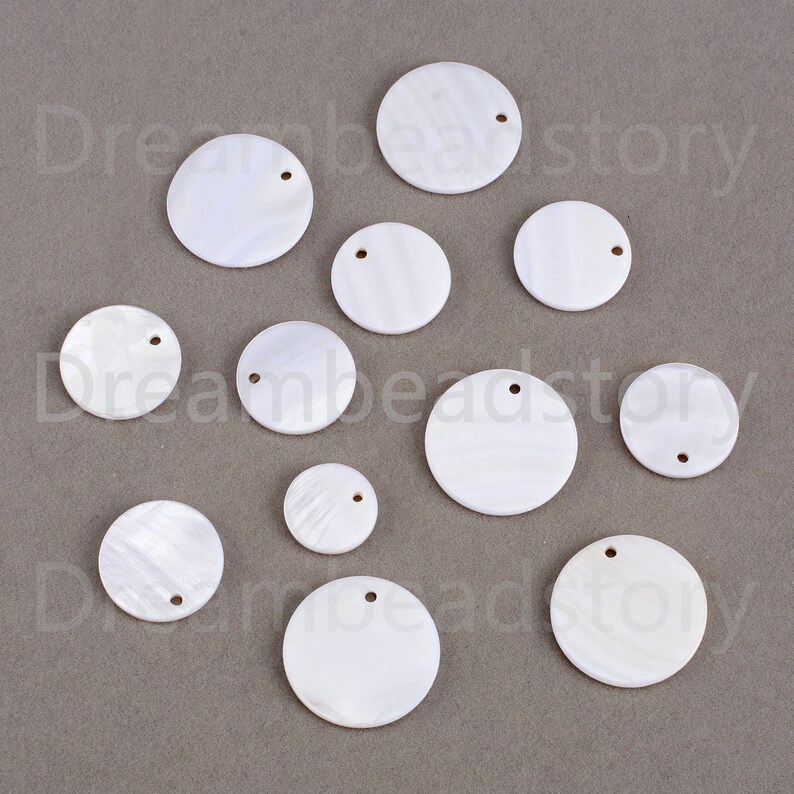 20-500 Pcs Natural White Shell Circle Disc Pendant Beads for | Etsy