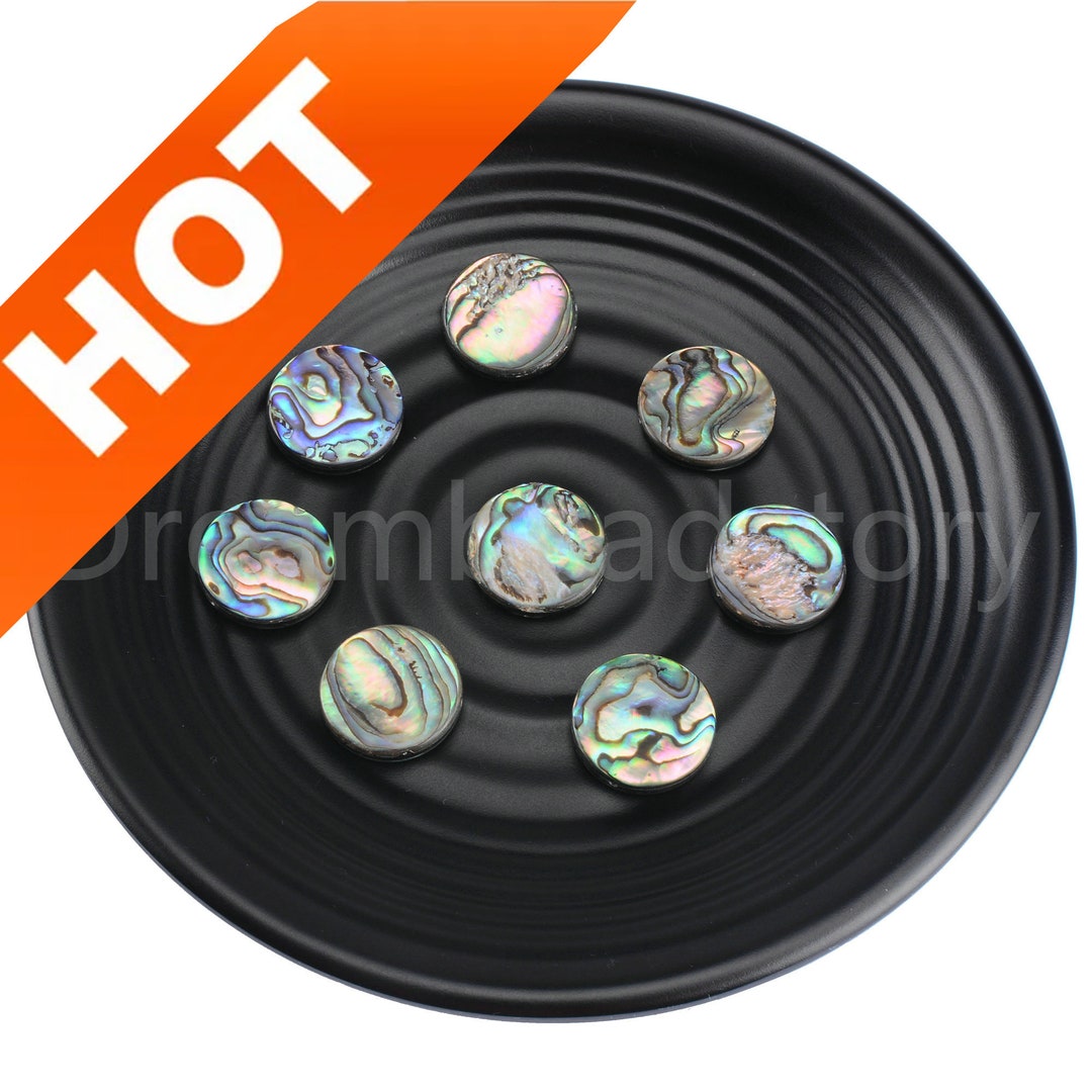 8-50 Pcs Natural Abalone Shell Round Flat Back Coin Beads 8mm/ 10mm ...