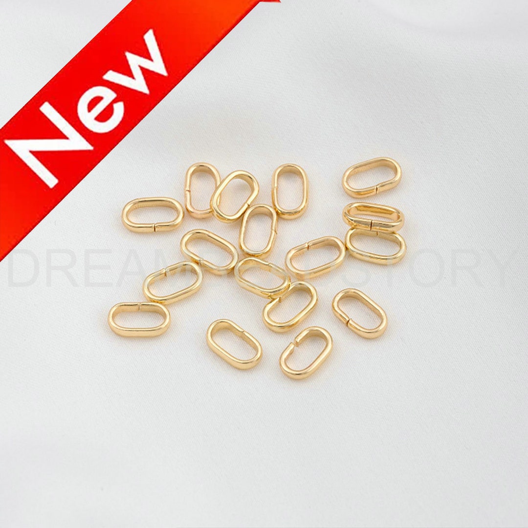 Open Ring for Jewelry Making, 14K Real Gold Plated Over Brass Oblong ...
