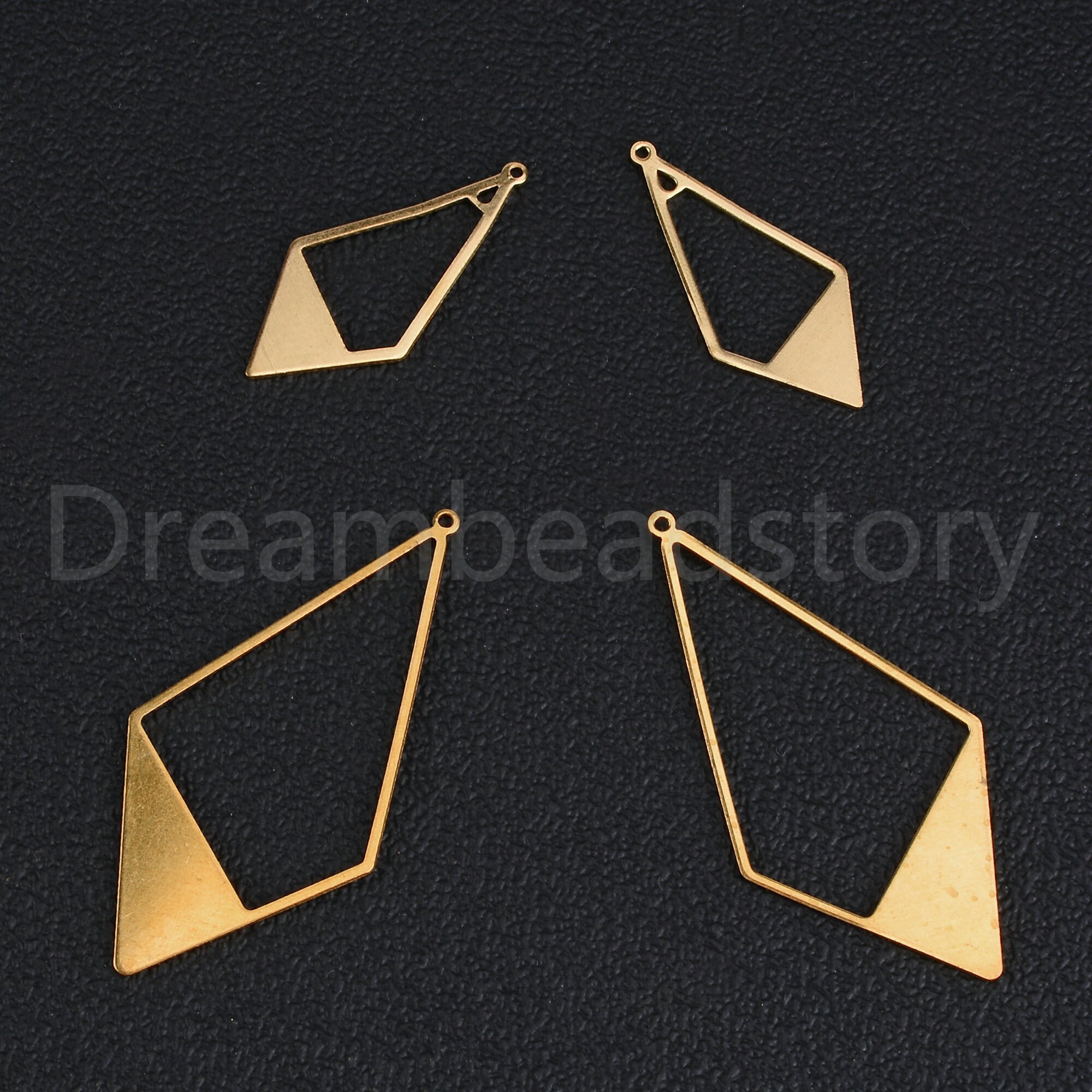 10-200 Pcs Raw Brass Irregular Rhombus Large Hollow Geometric | Etsy