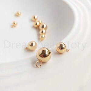 4-500 Pcs Gold Ball Charms 14K Gold Plated Polished Plain Round Ball ...
