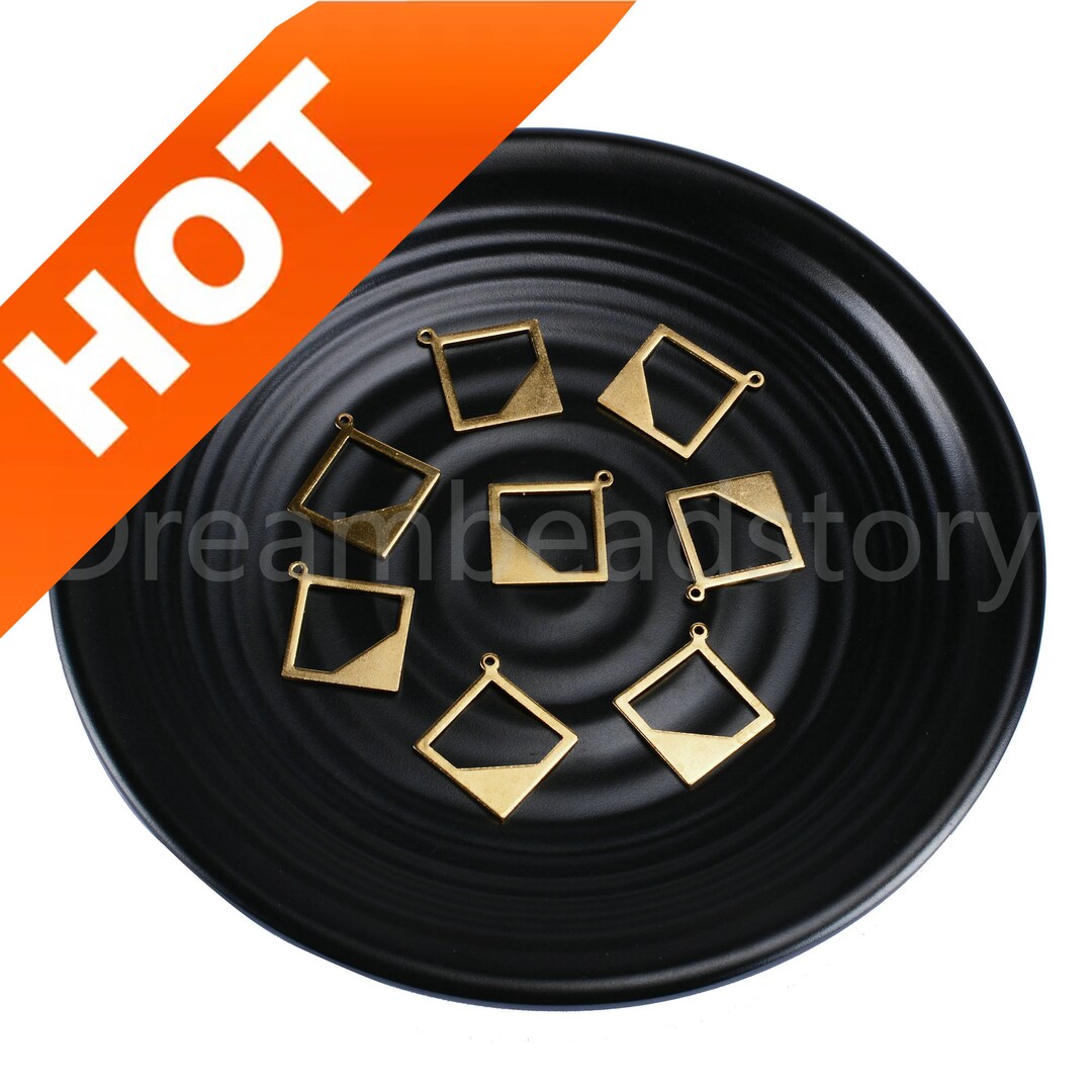 20-1000 Pcs Square Charms Raw Brass Half Hollow Square Shape 18mm ...