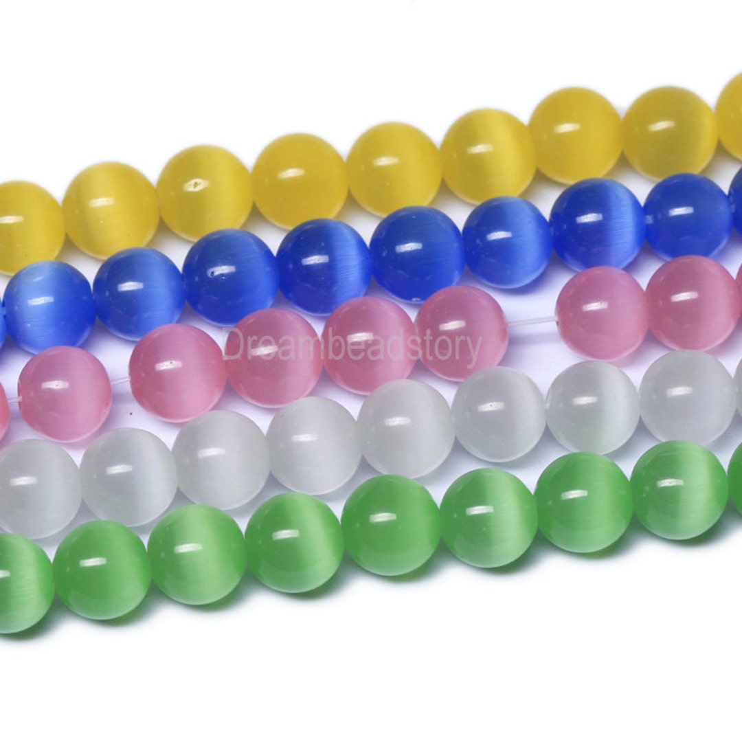 Cat Eye Beads, Round Full Strand 6mm 8mm 10mm Imitation White Blue ...