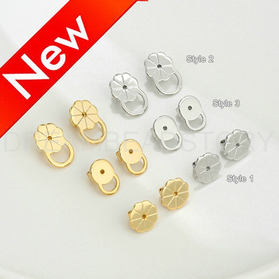 Hypoallergenic Earring Backs -flower Charm Earring Stoppers With Loop ...