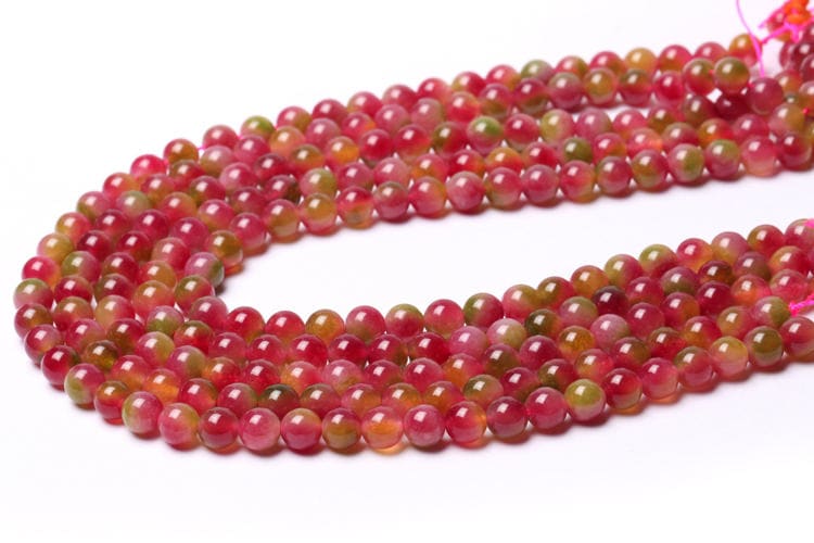 Watermelon Jade Beads, Smooth Round Jade Gemstone Beads for Jewelry ...