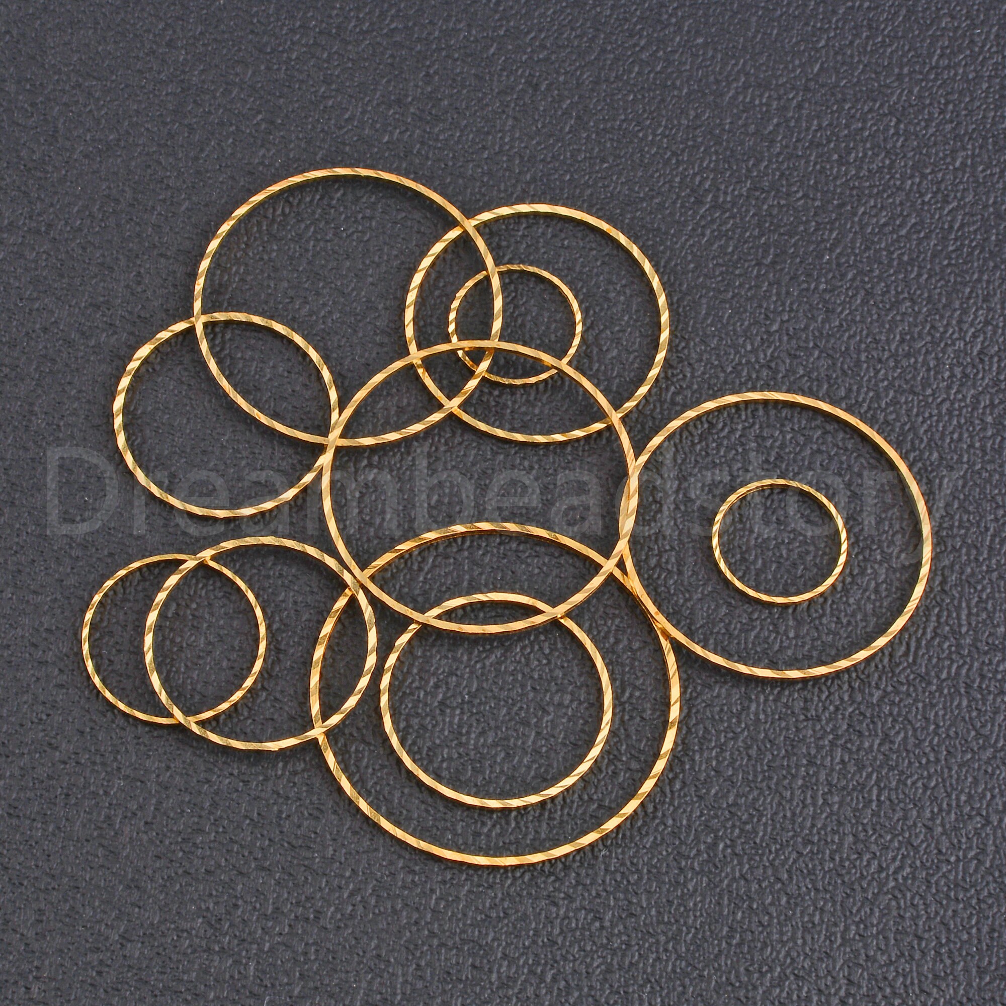 20-500 Pcs Textured Brass Ring/ Circle Link Connector/ Unisex Ring ...