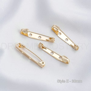 Blank Brooch Setting With Safe Lock, 14K Real Gold Plated Over Brass ...