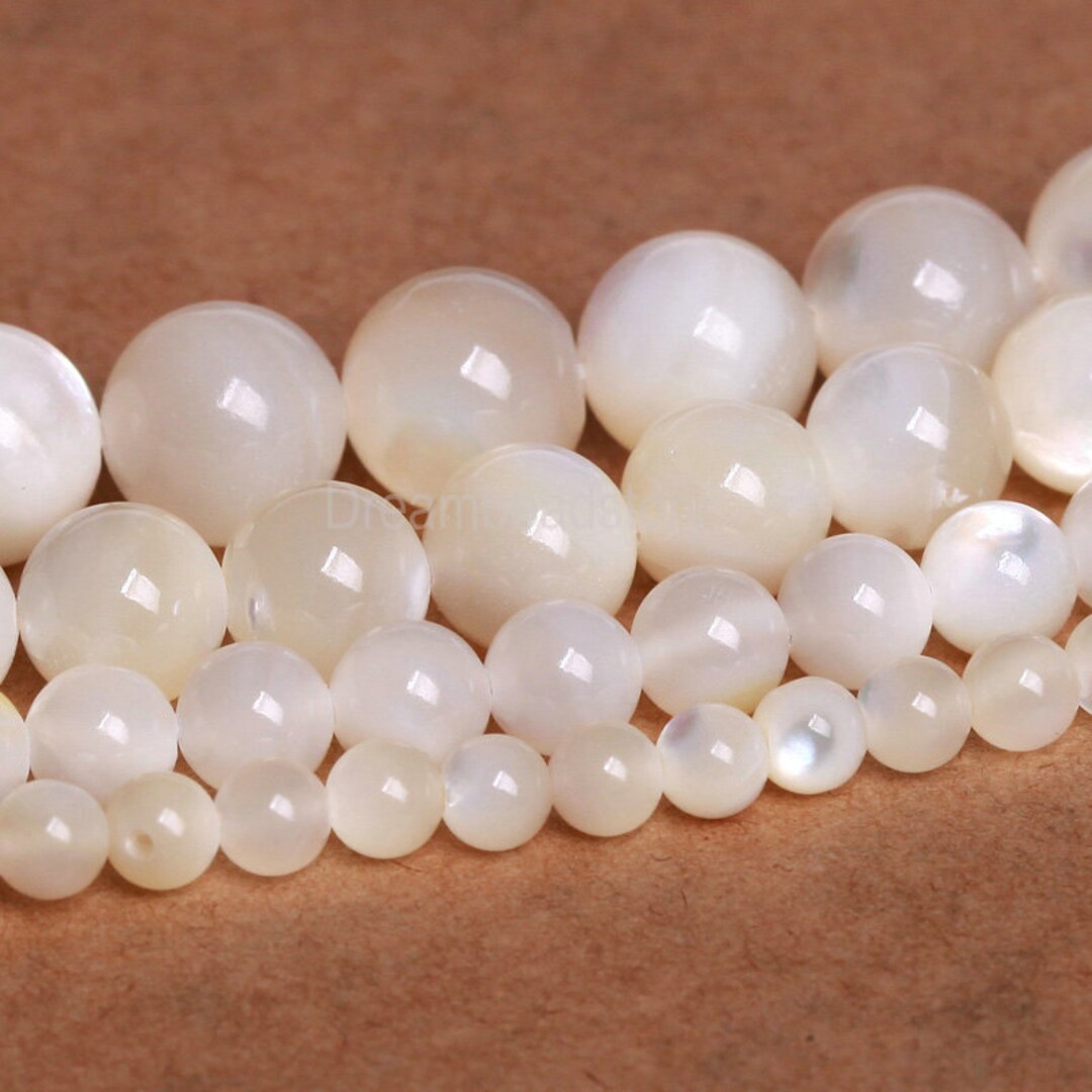 Natural Mother Pearl Shell Beads, MOP Shell Beads, Round White Mother ...