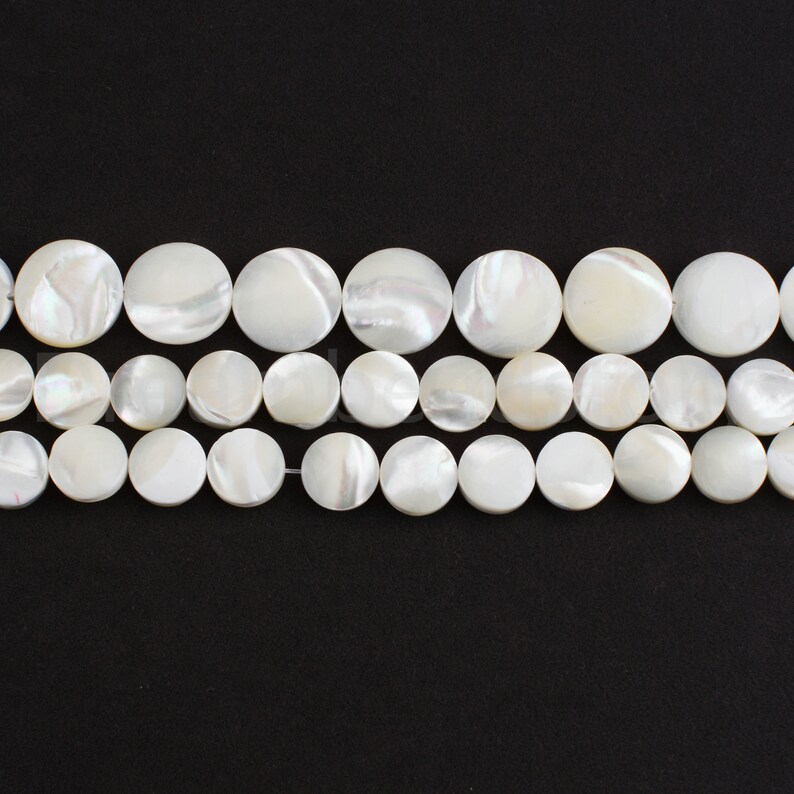 Natural White Pearl Shell Coin Beads Mother of Pearl Flat | Etsy