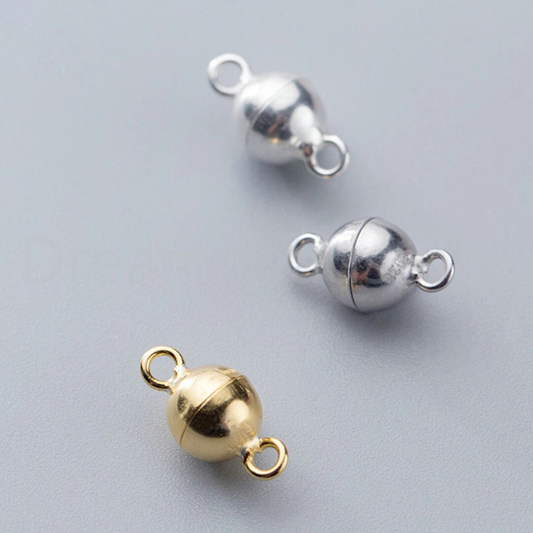 2-50 Sets 925 Sterling Silver Ball Clasp for Jewelry Making, Gold ...