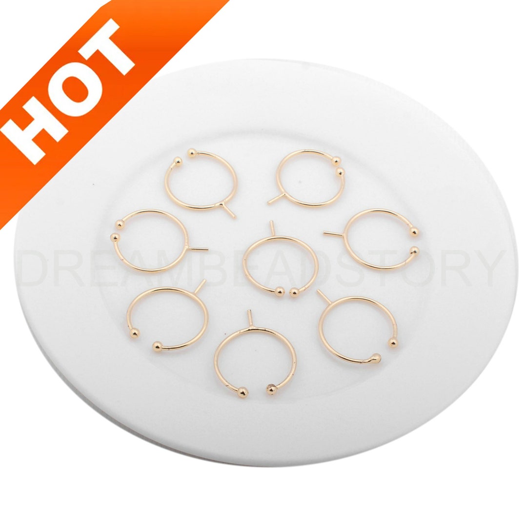 2-50 Pcs Ring Setting Blank 14K Gold Plated Glue on Pad or Pin Plain ...