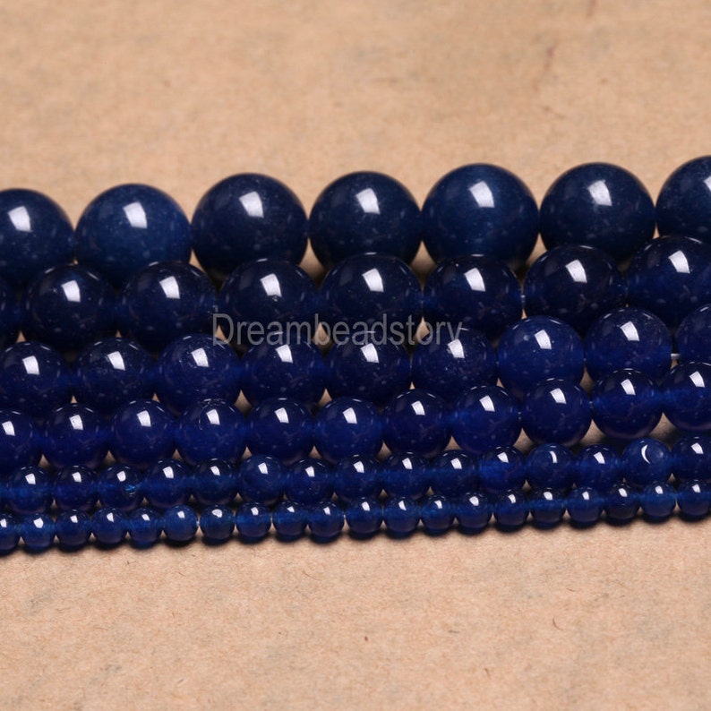 Dark Blue Chalcedony Beads Blue Stone Beads Round Dark Blue - Etsy