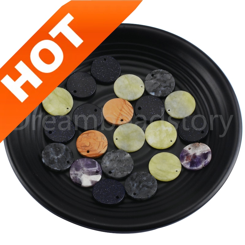 Flat Gemstone Beads - Etsy