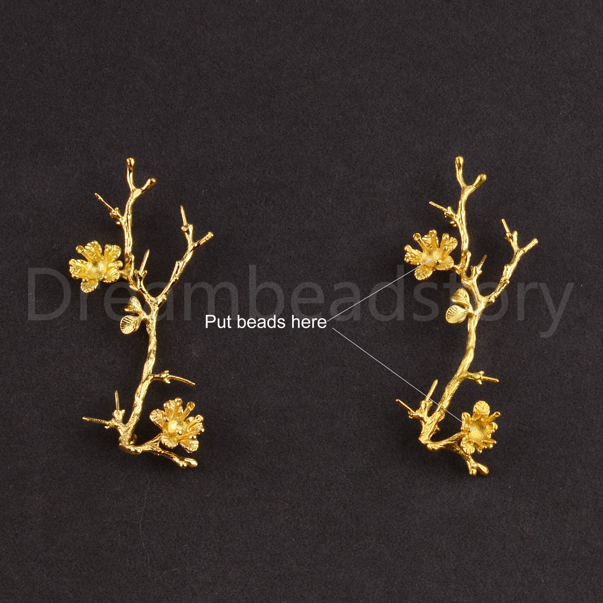 1-50 Pcs Golden Flower Branch Charms Brass Filigree Branches | Etsy