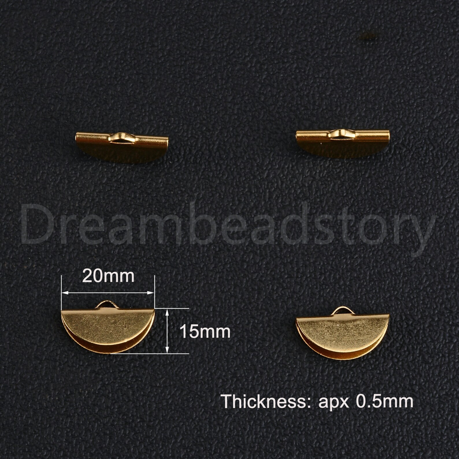 10-1000 Pcs Raw Brass Half Moon/ Half Circle/ Fan Shape/ Semi Circle ...