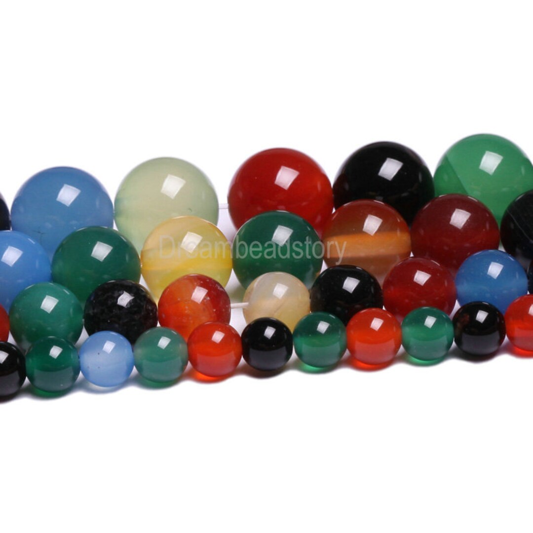 Full One Strand Round Rainbow Agate Beads Natural Multi Color - Etsy