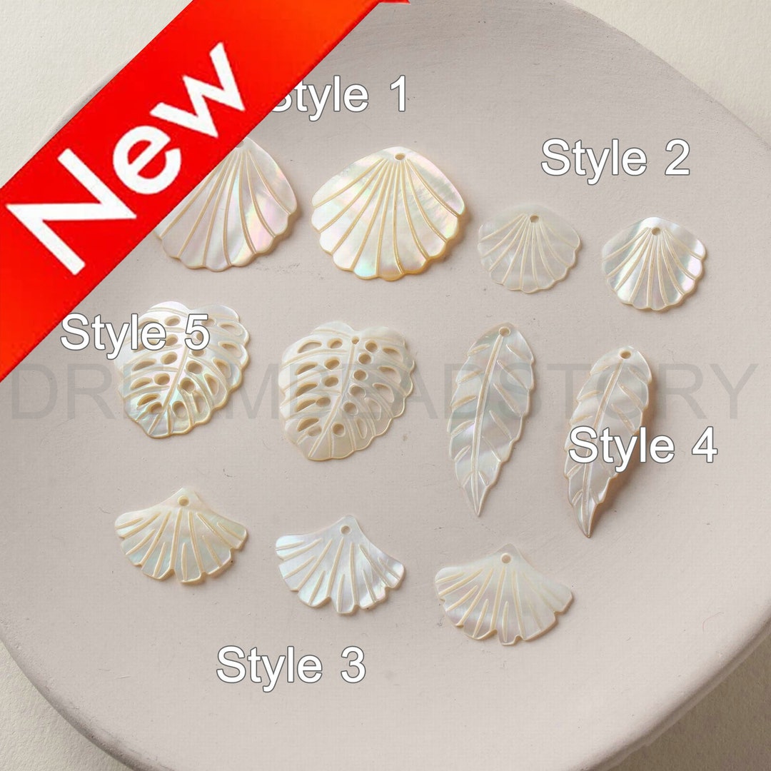 Natural White Mother of Pearl Shell Leaf Finding - Ginkgo Leaf Pendant ...