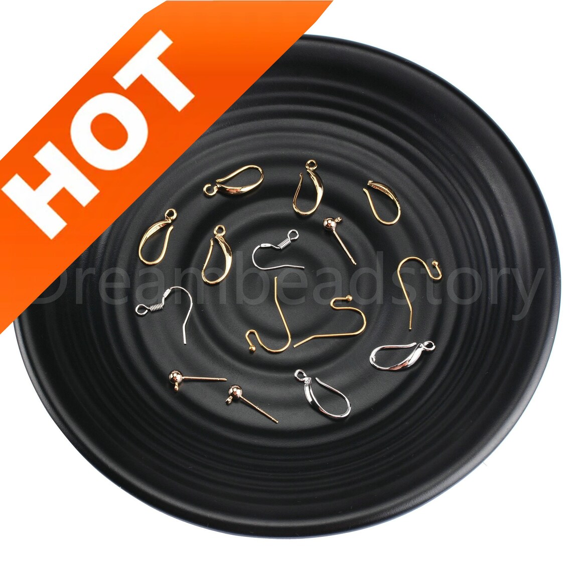 10-50 Pairs French Hook/ Ball Stud Post/ Leverback Hooks Finding for ...