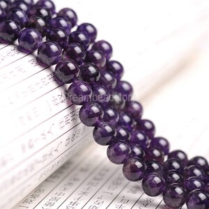 Dark Purple Amethyst Loose Beads, 6 8 10mm Smooth Natural Amethyst ...