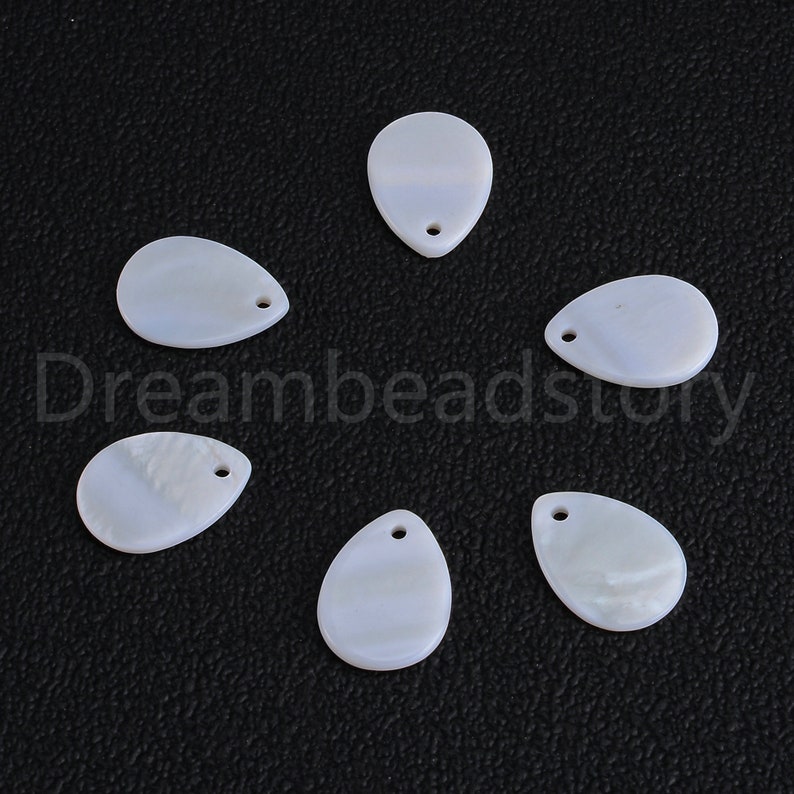 20-1000 Pcs Natural White Shell Flat Tear Drop Pendant Beads With Hole ...