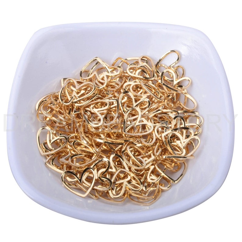 10-500 Pcs 14K Real Gold Plated Heart Connector Charms for - Etsy