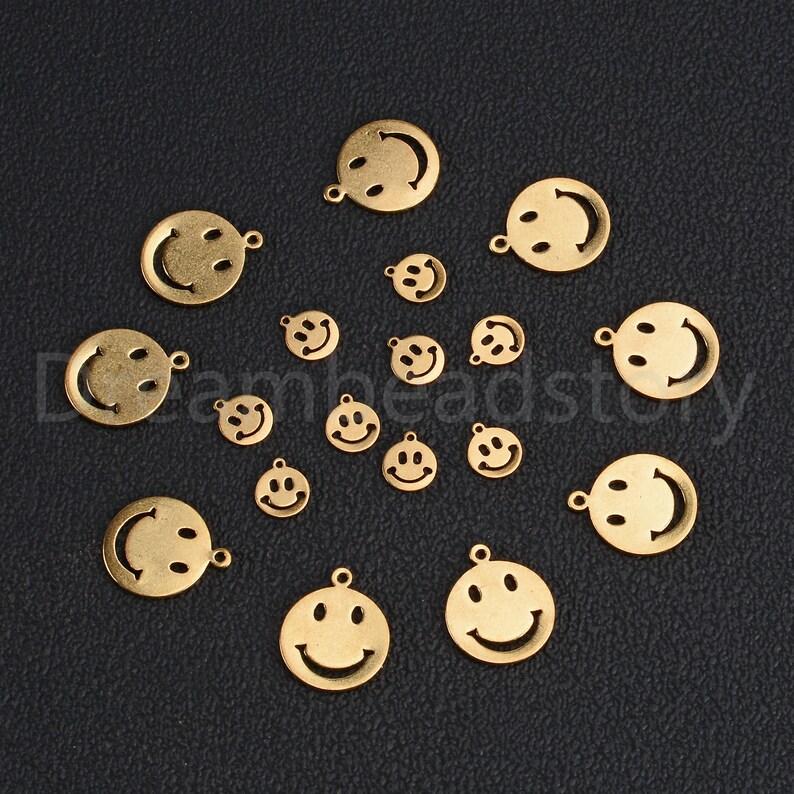 10-100 Pcs Raw Brass Smiley Face Charm Pendant/ Smile Charms/ - Etsy