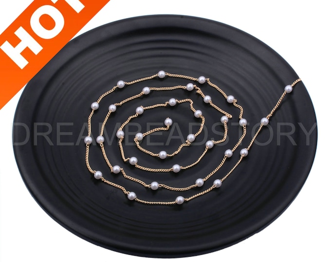 Wholesale Gold Plated Pearl Chains, 3/4/6mm Width, Necklace Pearl ...