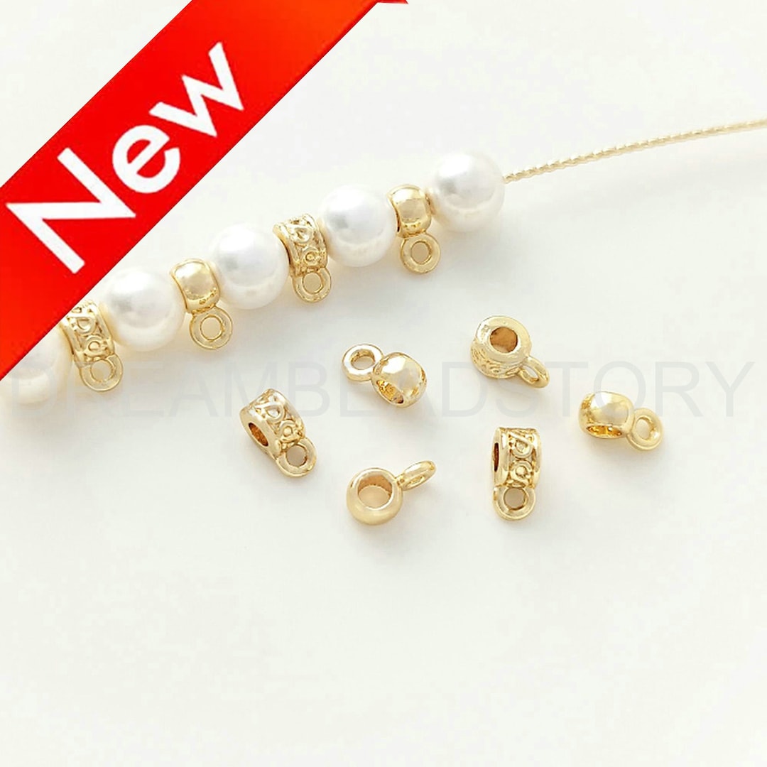 Bail Charm Holder Supplies - 14K Gold Plated Brass 4mm Tube Hanger ...