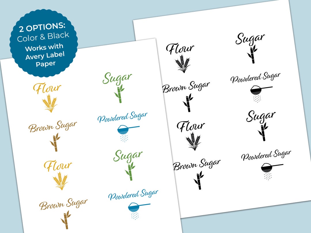 Baking Ingredient Label | Flour Label | Sugar Label | Brown Sugar ...