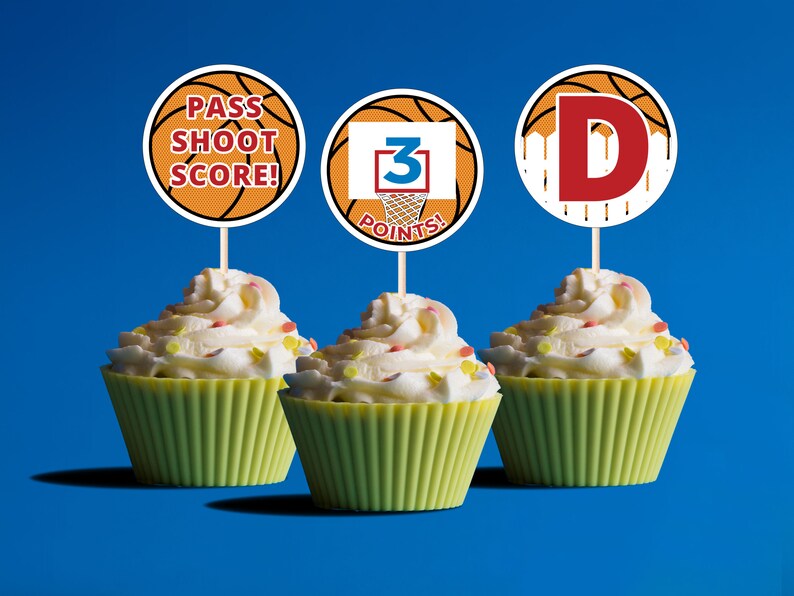 Basketball Cupcake Toppers SVG, Sports Cake Toppers for Cupcakes ...