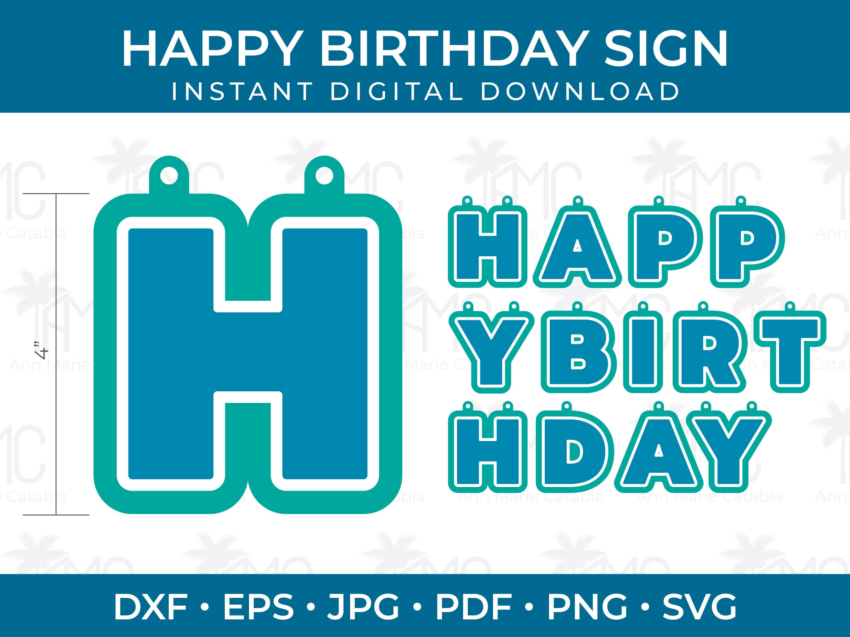 Happy Birthday SVG Sign, Layered Cut File Birthday Banner, Hanging ...