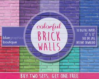 24 Brick Walls Textures Brick Digital Paper Pack Brick Wall - Etsy UK