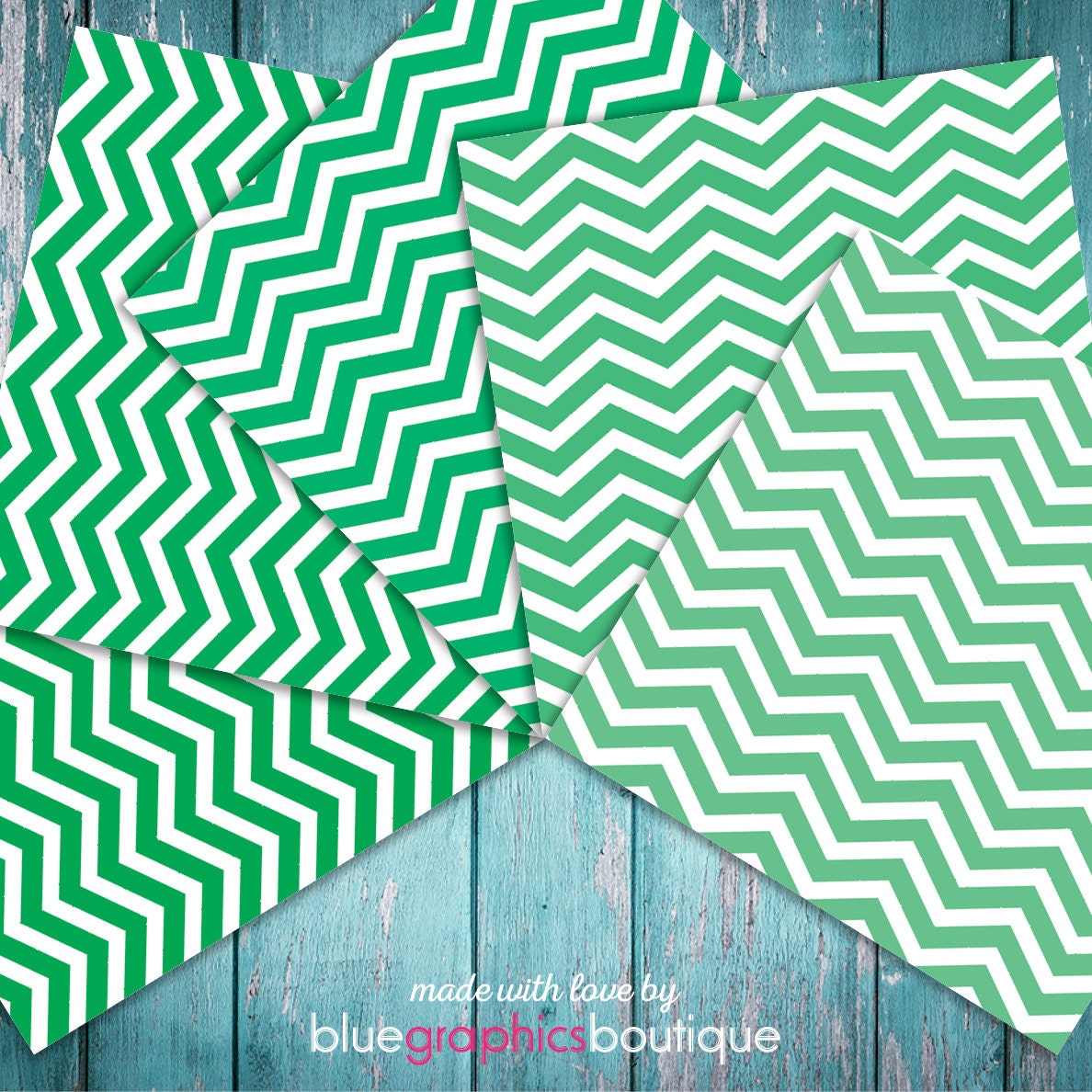 GREEN CHEVRON Digital Paper, Buy 2 Get 1 Free, Free Commercial Use for ...