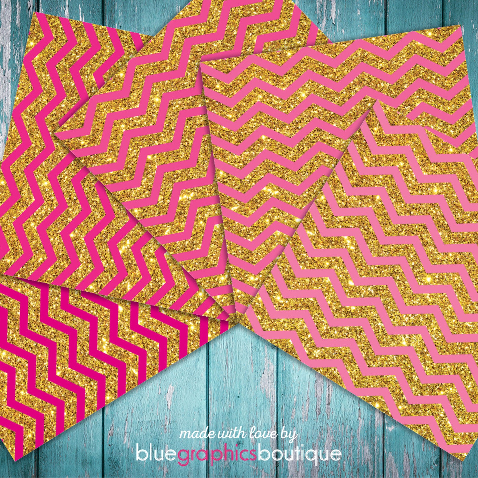 GLITTER and PINK CHEVRON Digital Paper, Buy 2 Get 1 Free, Free ...