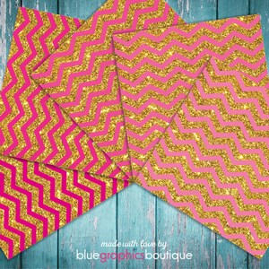 GLITTER and PINK CHEVRON Digital Paper, Buy 2 Get 1 Free, Free ...