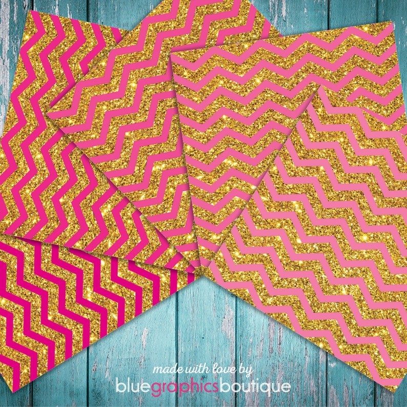 GLITTER and PINK CHEVRON Digital Paper, Buy 2 Get 1 Free, Free ...